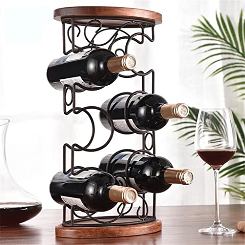 DLOETT Metal Barrel Wine Bottle Rack Decorative Wooden Bracket Wine Rack Home Wine Utensils bar Counter