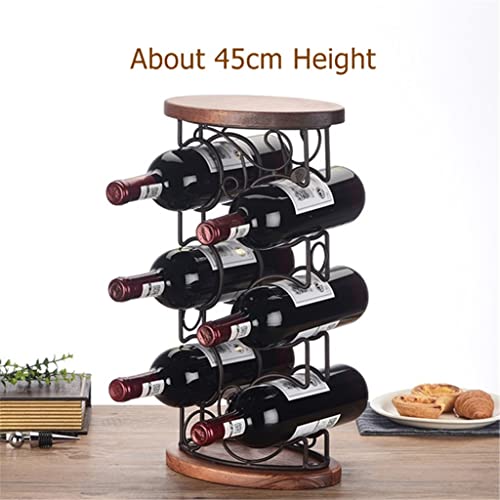 DLOETT Metal Barrel Wine Bottle Rack Decorative Wooden Bracket Wine Rack Home Wine Utensils bar Counter