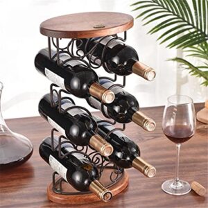 DLOETT Metal Barrel Wine Bottle Rack Decorative Wooden Bracket Wine Rack Home Wine Utensils bar Counter