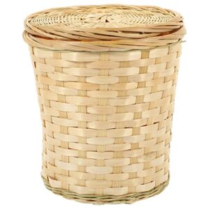 Healeved Bamboo Woven Wastebasket Round Trash Can Egg Basket Wastebasket Garbage Bin Wicker Waste Basket Fruits Storage Basket for Bathroom Kitchen Bedroom