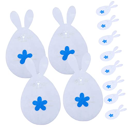 Amosfun 12pcs Spoon Bunny Silverware Shape Chopsticks Flatware Decoration Favor Storage Cutlery Bags Dinner Tableware Party Holder Decorations Fork Rabbit Decorative Bag Easter Holders