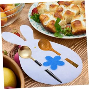 Amosfun 12pcs Spoon Bunny Silverware Shape Chopsticks Flatware Decoration Favor Storage Cutlery Bags Dinner Tableware Party Holder Decorations Fork Rabbit Decorative Bag Easter Holders