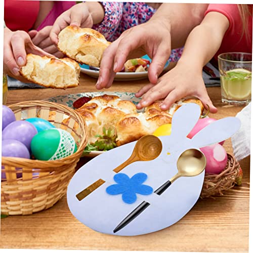 Amosfun 12pcs Spoon Bunny Silverware Shape Chopsticks Flatware Decoration Favor Storage Cutlery Bags Dinner Tableware Party Holder Decorations Fork Rabbit Decorative Bag Easter Holders