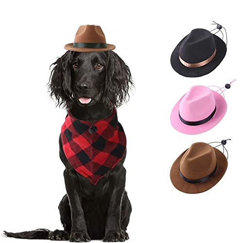 Funny Pet Cowboy Hat, Cute Dog Cat Hat for Halloween Christmas Party Holiday and Daily Wearing Costume Accessories Photo Prop(Pink)