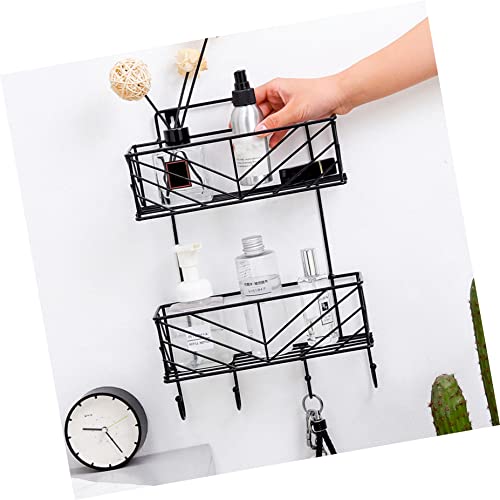 NOLITOY 1pc Iron Wall- Metal Tier Baskets Living Use and Basket Bedroom Craft Organizer Simple Black The Shelf Shelves Wall Wire Room Entryway Rack Kitchen Household Accessories Hanging