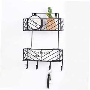 NOLITOY 1pc Iron Wall- Metal Tier Baskets Living Use and Basket Bedroom Craft Organizer Simple Black The Shelf Shelves Wall Wire Room Entryway Rack Kitchen Household Accessories Hanging