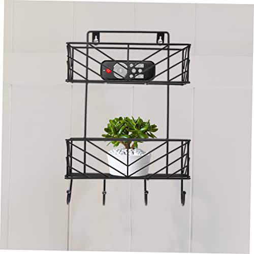 NOLITOY 1pc Iron Wall- Metal Tier Baskets Living Use and Basket Bedroom Craft Organizer Simple Black The Shelf Shelves Wall Wire Room Entryway Rack Kitchen Household Accessories Hanging