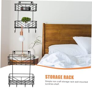 NOLITOY 1pc Iron Wall- Metal Tier Baskets Living Use and Basket Bedroom Craft Organizer Simple Black The Shelf Shelves Wall Wire Room Entryway Rack Kitchen Household Accessories Hanging