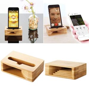 SAFIGLE Cell Phone Stand with Speaker Sound Amplifier Upgrade Wood Phone Stand Novelty Cell Phone Holder for Desk Portable Phone Holder, 5.5 in Cell Phone Holder for Home Office