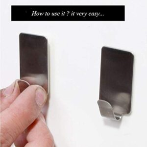 POPETPOP Adhesive Hooks, Stainless Steel Towel Hooks, Wall Hooks for Kitchen Bathroom Bedroom