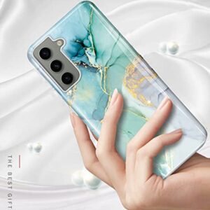 luolnh Galaxy S23 Case,Samsung Galaxy S23 Case Marble Brilliant Cute Design Shockproof Soft Silicone Rubber TPU Bumper Cover Skin Phone Case for Samsung S23 5G-Abstract Mint