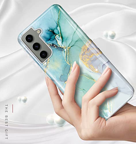 luolnh Galaxy S23 Case,Samsung Galaxy S23 Case Marble Brilliant Cute Design Shockproof Soft Silicone Rubber TPU Bumper Cover Skin Phone Case for Samsung S23 5G-Abstract Mint