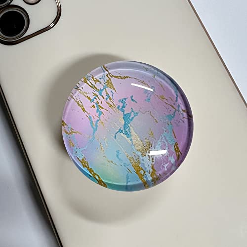 WUYULB Clear Glitter Purple Blue Marble Design Expandible Collapsible Mobile Phone Grip Cell Phone Stand Holder for Smartphones Cellphone Accessory