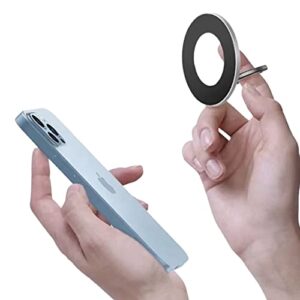 Magnetic Phone Finger Ring Grip with Kickstand - alloyed Magnetic Phone Grip iPhone Ring 360 Compatible with iPhone 14 Plus 13 12, Pro, Pro Max, Mini, Mag Safe Accessories(AL-Grip-Gray)