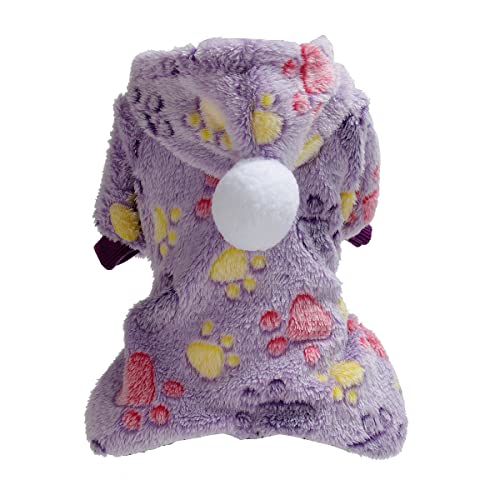 Pet Clothes for Small Dogs Male Dog Plush 4 Leg Wear Buttons Rainbow Star Dot Printed Warm Winter Hooded Outerwear