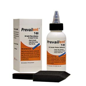 Prevailent T-80, 3D Printer Bed Adhesive Glue - Helps Prevent Warping, Strong Hold and Easy Release with Various Build Plates and Filament Types Including PLA, ABS, TPU, and PETG, 2 fl oz. (60ml)