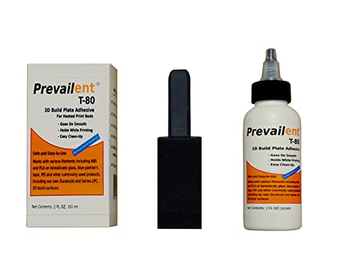 Prevailent T-80, 3D Printer Bed Adhesive Glue - Helps Prevent Warping, Strong Hold and Easy Release with Various Build Plates and Filament Types Including PLA, ABS, TPU, and PETG, 2 fl oz. (60ml)