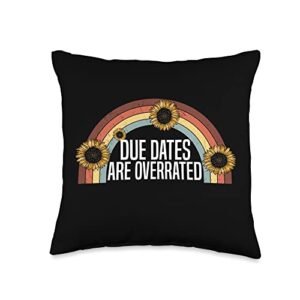 due dates are overrated nicu nurse cute tee. due dates are overrated cute neonatal nicu nurse throw pillow, 16x16, multicolor