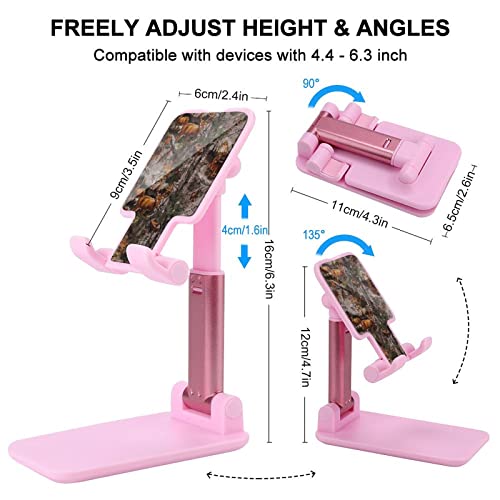 Deer Huning Camo Print Cell Phone Stand Compatible with iPhone Switch Tablets Foldable Adjustable Cellphone Holder Desktop Dock (4-13")