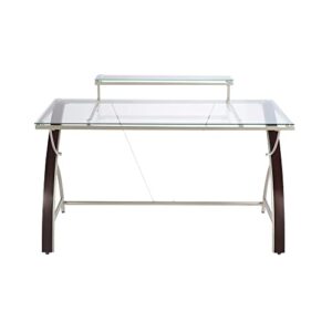 Realspace® Axley 55" W Glass Computer Desk, Cherry/Silver