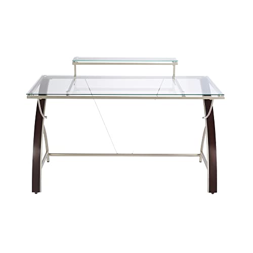 Realspace® Axley 55" W Glass Computer Desk, Cherry/Silver