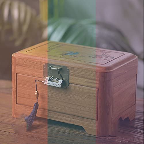 LDCHNH Rosewood Jewelry Box Solid Wood Double Layer Lock Storage Box