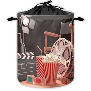 kurisoe movie theater laundry hamper cinema retro movie festival poster laundry hamper movie theater tickets organizer basket for girl bedroom, bathroom, dorm