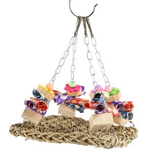 seagrass bird mat, seagrass bird swing bright colors keep birds bored