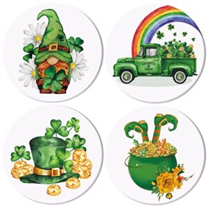 whaline st. patrick's day coaster 4pcs watercolor irish gnome truck rainbow hat leprechaun leg drink coaster irish ceramic coaster cup mat for mugs cups home kitchen party supplies