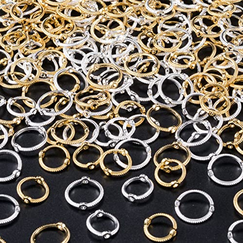 ANCIRS 100pcs Double Hole Bead Round Frames Links Connectors for Beading & Jewelry Making Assortments Necklaces, Bracelets, Earrings, Keychains- Gold & Silver