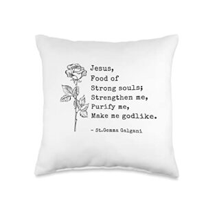 saint gemma galgani catholic design st. gemma galgani female catholic saint quote saying throw pillow, 16x16, multicolor