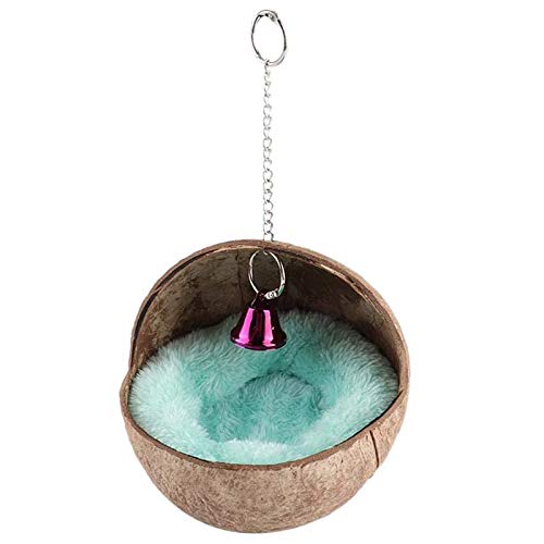 Cusstally Coconut Shell Bird Nest House Bed with Warm Pad for Parrot Parakeet Rat Mice Toy Nesting Box