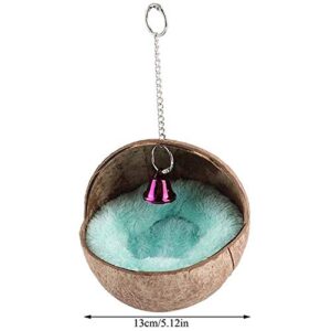 Cusstally Coconut Shell Bird Nest House Bed with Warm Pad for Parrot Parakeet Rat Mice Toy Nesting Box