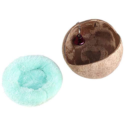 Cusstally Coconut Shell Bird Nest House Bed with Warm Pad for Parrot Parakeet Rat Mice Toy Nesting Box