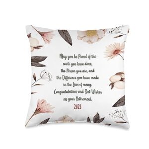 retirement pillow for women, retirement pillows gifts retirement women throw pillow, 16x16, multicolor