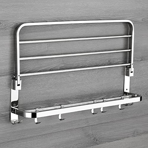 N/A Bath Towel Shelf Stainless Steel Polished Bathroom Towel Rack Holder Storage Shelf Hook Accessories