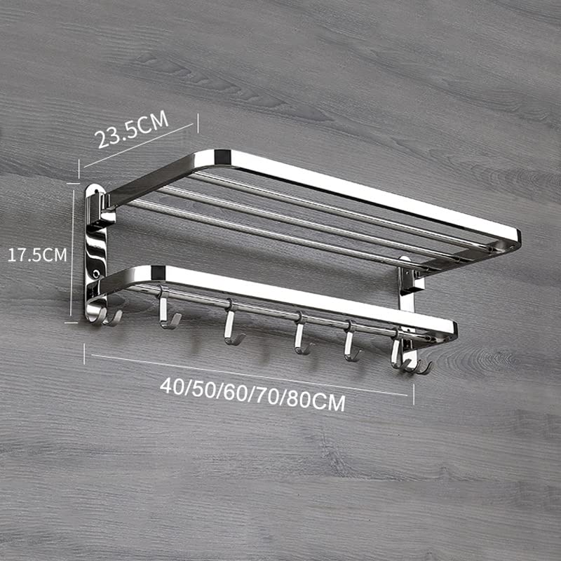 N/A Bath Towel Shelf Stainless Steel Polished Bathroom Towel Rack Holder Storage Shelf Hook Accessories