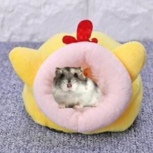 WEISHA Hamster Bed 1PC Small Animal House Pet Cage for Hamster Accessories Pet Bed Cotton Warm House for Rodent Guinea Pig Rat Hedgehog Pet Supplies(Yellow)