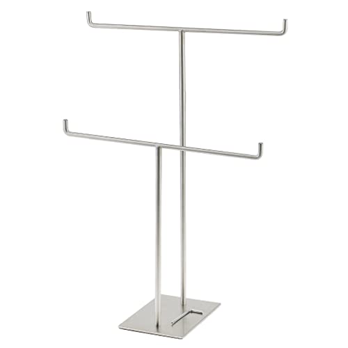 N/A Stainless Steel Store Scarf Display Stand Holder Bath Hand Towel Rack Organizer Double Bar Rails