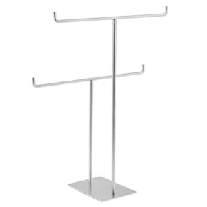 N/A Stainless Steel Store Scarf Display Stand Holder Bath Hand Towel Rack Organizer Double Bar Rails