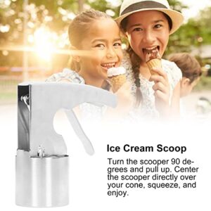 Ice Cream Scoop, Old Stainless Steel Ice Cream Scooper, Cylinder Ice Cream Digger Scoop with Trigger, Durable Ice Cream Accessories, for Kitchen Utensils (Silver)