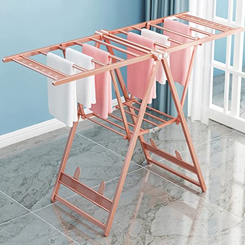 EYHLKM Aluminum Alloy Clothes Drying Hanger Floor Folding Clothes Rack Indoor Balcony Home Clothes Drying Quilt Hanger