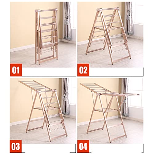 EYHLKM Aluminum Alloy Clothes Drying Hanger Floor Folding Clothes Rack Indoor Balcony Home Clothes Drying Quilt Hanger