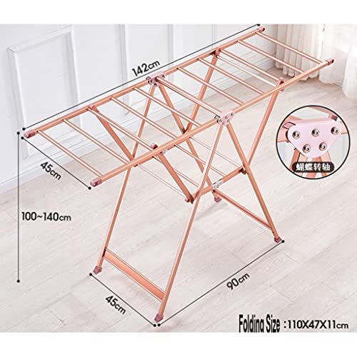 EYHLKM Aluminum Alloy Clothes Drying Hanger Floor Folding Clothes Rack Indoor Balcony Home Clothes Drying Quilt Hanger