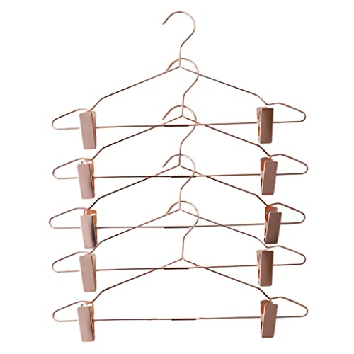 EYHLKM 5pcs Metal Trouser Hanger for Trousers Socks & Skirts Hanging Rack Space-Saving Clothes Hangers Clothing Storage ( Color : Rose Gold )