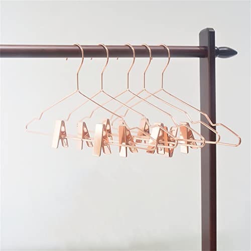 EYHLKM 5pcs Metal Trouser Hanger for Trousers Socks & Skirts Hanging Rack Space-Saving Clothes Hangers Clothing Storage ( Color : Rose Gold )