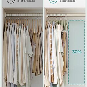 SONGMICS 30-Pack Pants Hangers and 50-Pack Clothes Hanger Bundle, Velvet Hangers with Adjustable Clips, Non-Slip, and Space-Saving, Pale Green and Pale Brown UCRF012GR30 and UCRF021LB50