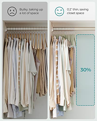 SONGMICS 30-Pack Pants Hangers and 50-Pack Clothes Hanger Bundle, Velvet Hangers with Adjustable Clips, Non-Slip, and Space-Saving, Pale Green and Pale Brown UCRF012GR30 and UCRF021LB50