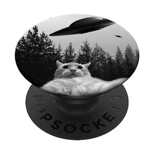 alien cat ufo funny cat popsockets standard popgrip