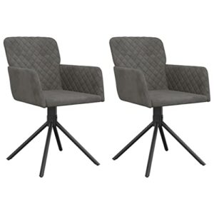 vidaxl swivel dining chairs 2 pcs dark gray velvet